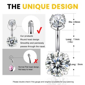 Wssxc 14G Hypoallergenic Surgical Steel Belly Button Ring Cubic Zirconia Belly Button Barbs Body Piercing Set 7Pcs