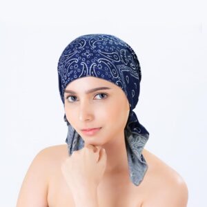 ASHILISIA 4 Pieces Women Chemo Hat Turban Beanie, Pre-Tied Headwraps Headwear Bandana for Hair Loss