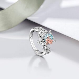 Daughter Mothers Ring with CZ Personalized Sea turtle Platinum Plating Rings for Mom Gift (JQWL) （Size:9）