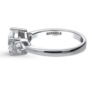 BERRICLE Sterling Silver 3-Stone Wedding Engagement Rings Round Cubic Zirconia CZ Ring for Women, Rhodium Plated Size 10