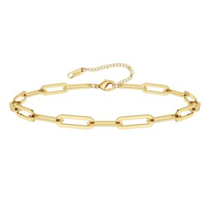 momol 18k gold plated stainless steel link chain bracelets for women paperclip chunky link chain charm bracelet