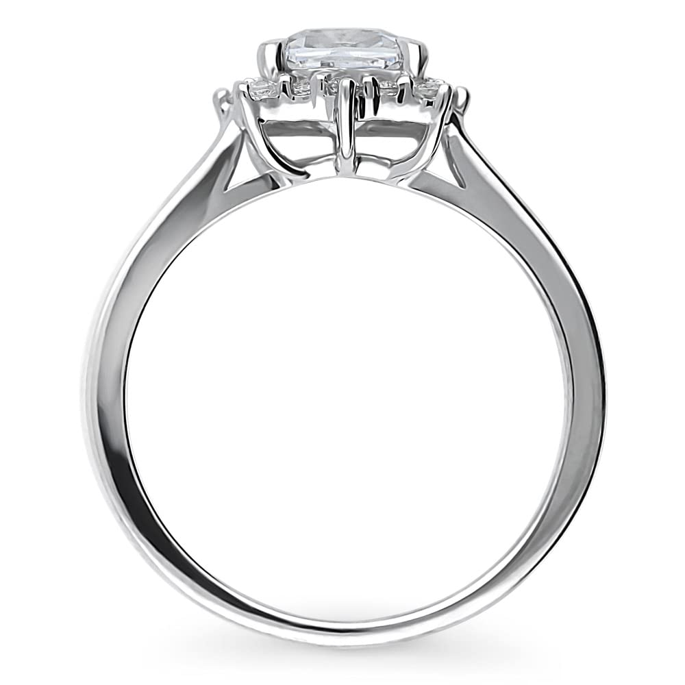 BERRICLE Sterling Silver Sunburst Wedding Engagement Rings Cubic Zirconia CZ Halo Promise Ring for Women, Rhodium Plated Size 6