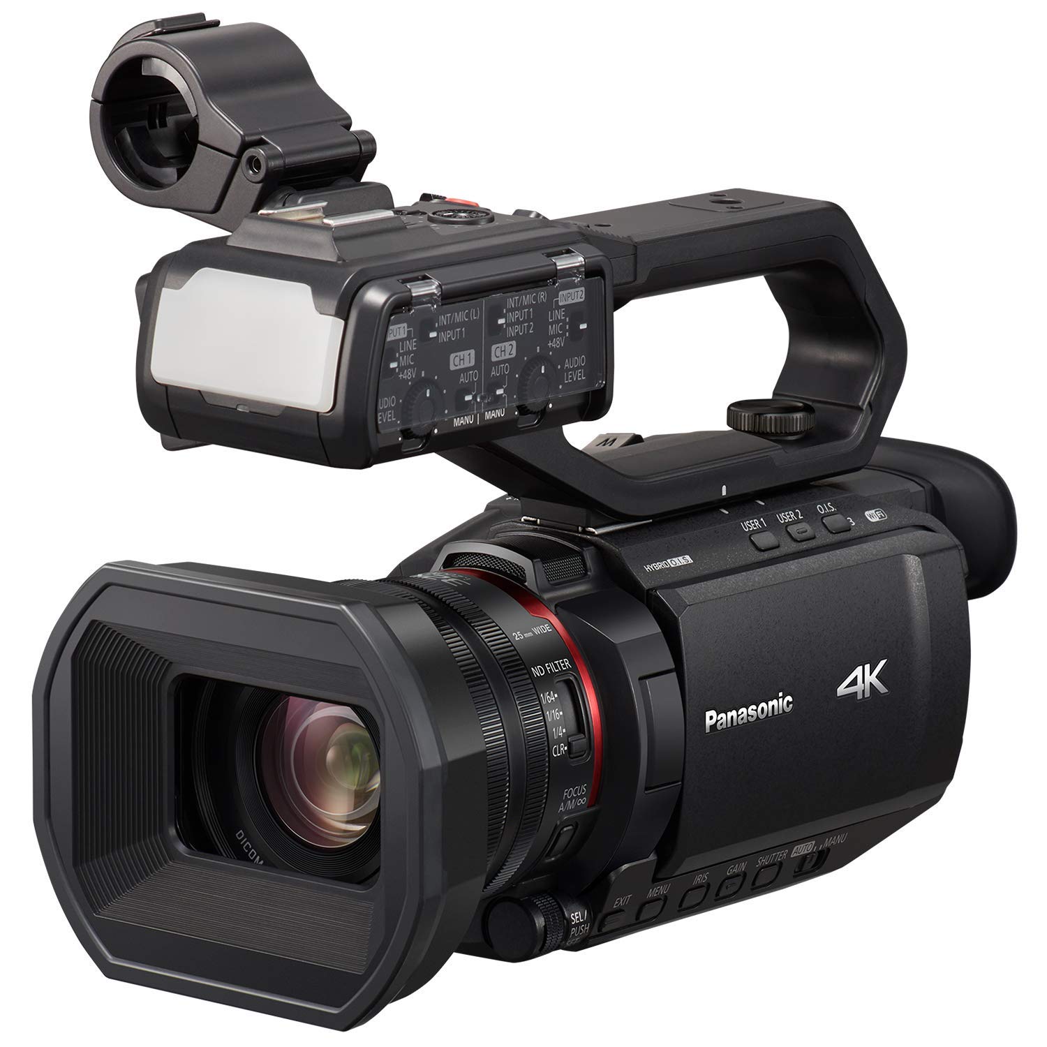 Panasonic X2000 4K Professional Camcorder with 24x Optical Zoom, WiFi HD Live Streaming, 3G SDI Output and VW-HU1 Detachable Handle, HC-X2000 (Renewed)