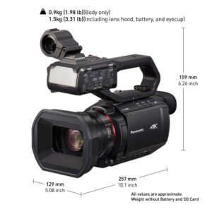 Panasonic X2000 4K Professional Camcorder with 24x Optical Zoom, WiFi HD Live Streaming, 3G SDI Output and VW-HU1 Detachable Handle, HC-X2000 (Renewed)