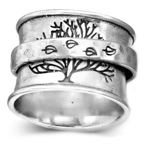 boho-magic 925 sterling silver spinner ring for women fidget anxiety relief ring band tree of life (7)