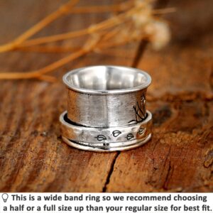 Boho-Magic 925 Sterling Silver Spinner Ring for Women Fidget Anxiety Relief Ring Band Tree of Life (7)