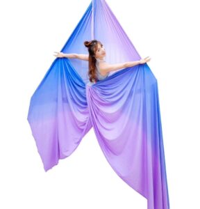 profession aerial silks equipment- low stretch,60 inch width 9 yards aerial silk hardware kit for acrobatic dance,air yoga, aerial yoga hammock kids/beginer (9 yards, lavender purple)