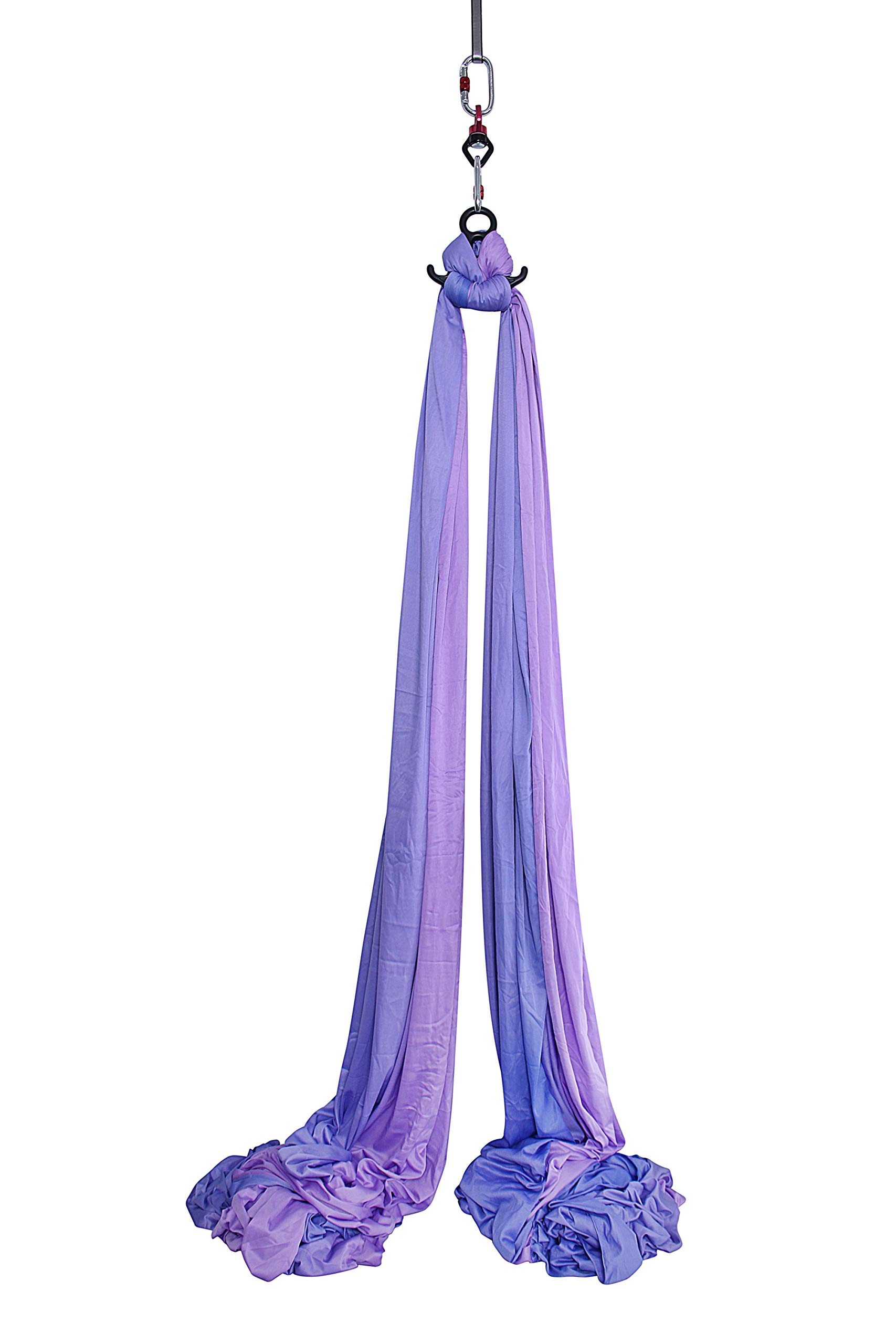 Profession Aerial Silks Equipment- Low Stretch,60 inch width 9 yards Aerial Silk Hardware kit for Acrobatic Dance,Air Yoga, Aerial Yoga Hammock kids/beginer (9 yards, Lavender Purple)