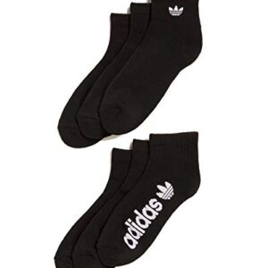 ADIDAS Originals Forum Trefoil Logo Athletic Sport Quarter-Cut Men's Socks (Shoe size 6-12)6-Pack BLACK