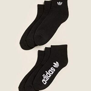 ADIDAS Originals Forum Trefoil Logo Athletic Sport Quarter-Cut Men's Socks (Shoe size 6-12)6-Pack BLACK