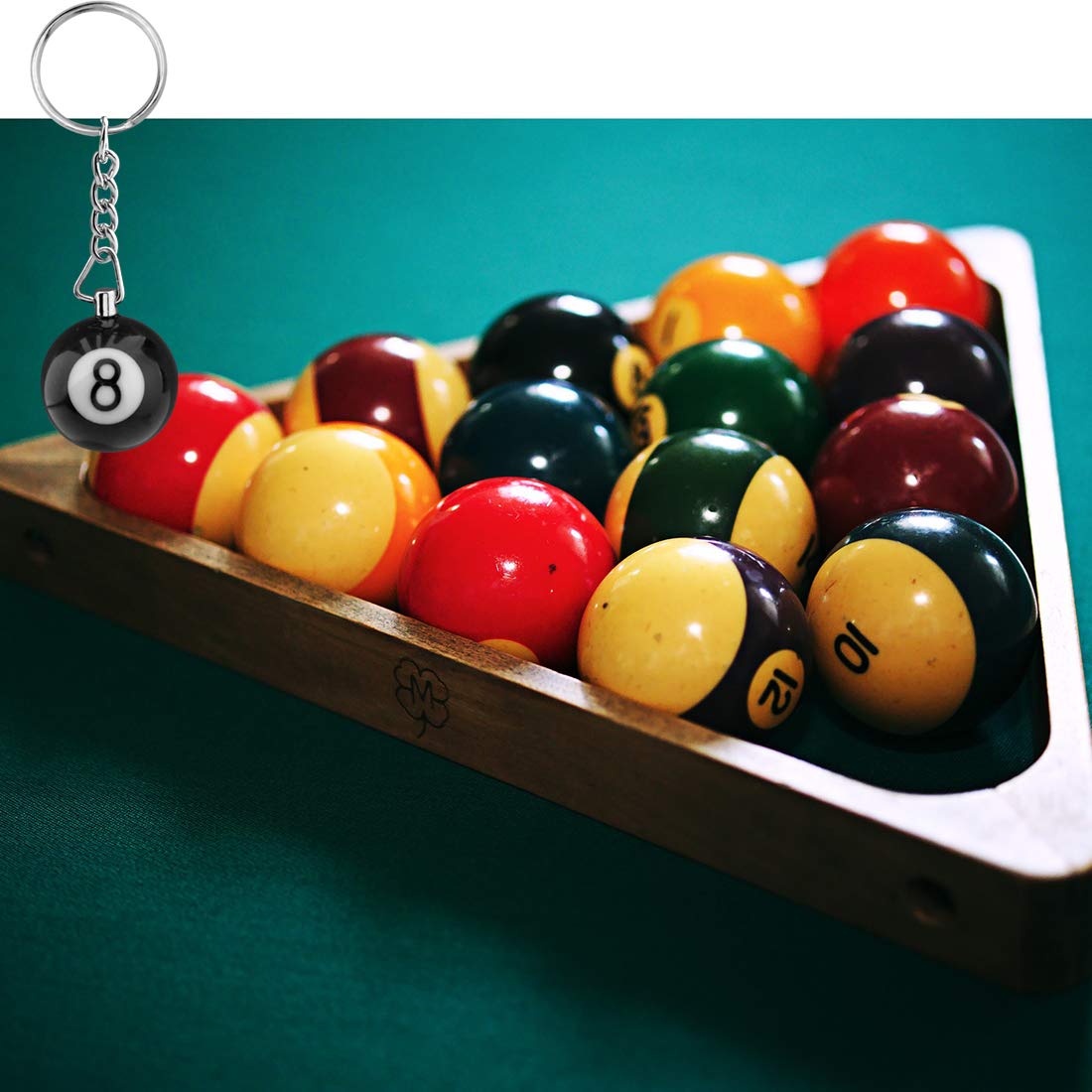 POTIY Billiards Ball Keyring Pool Player Gift Pool Ball Lucky 8 Ball Charm Keychain Gift for Billiards Lover (keychain)