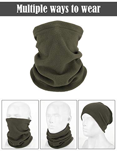 4 Pieces Winter Neck Warmers Fleece Gaiter Windproof Face Covering (Coffee, Black, Light Grey, Army Green,Medium)