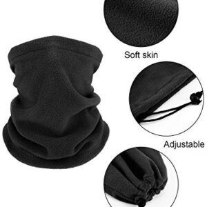 4 Pieces Winter Neck Warmers Fleece Gaiter Windproof Face Covering (Coffee, Black, Light Grey, Army Green,Medium)