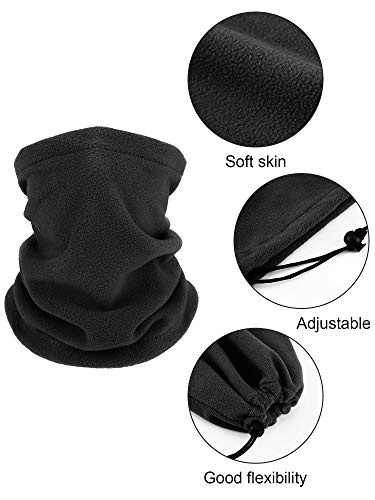 4 Pieces Winter Neck Warmers Fleece Gaiter Windproof Face Covering (Coffee, Black, Light Grey, Army Green,Medium)