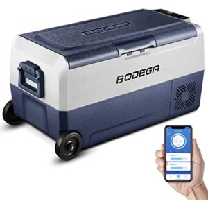 bodegacooler 12 volt car refrigerator,38 quart portable freezer fridge,car fridge dual zone wifi app control,(36l)-4℉-68℉car cooler 12/24v dc and 100-240v ac for outdoor,rv,travel,camping