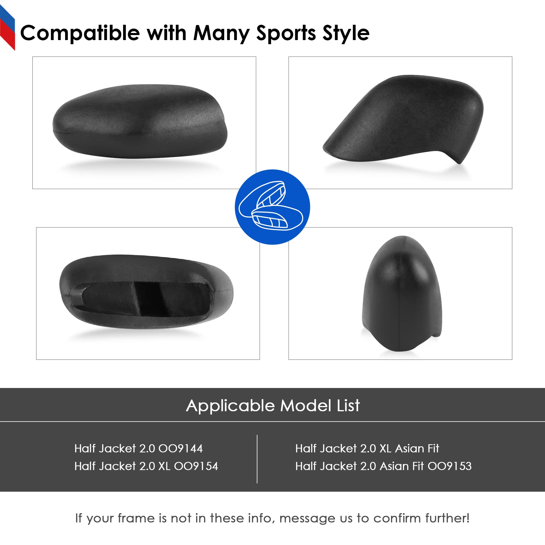 BLAZERBUCK Replacement Nose Pads Nose Piece for Oakley Half Jacket 2.0 OO9144/Half Jacket 2.0 XL OO9154 Sunglasses - Black