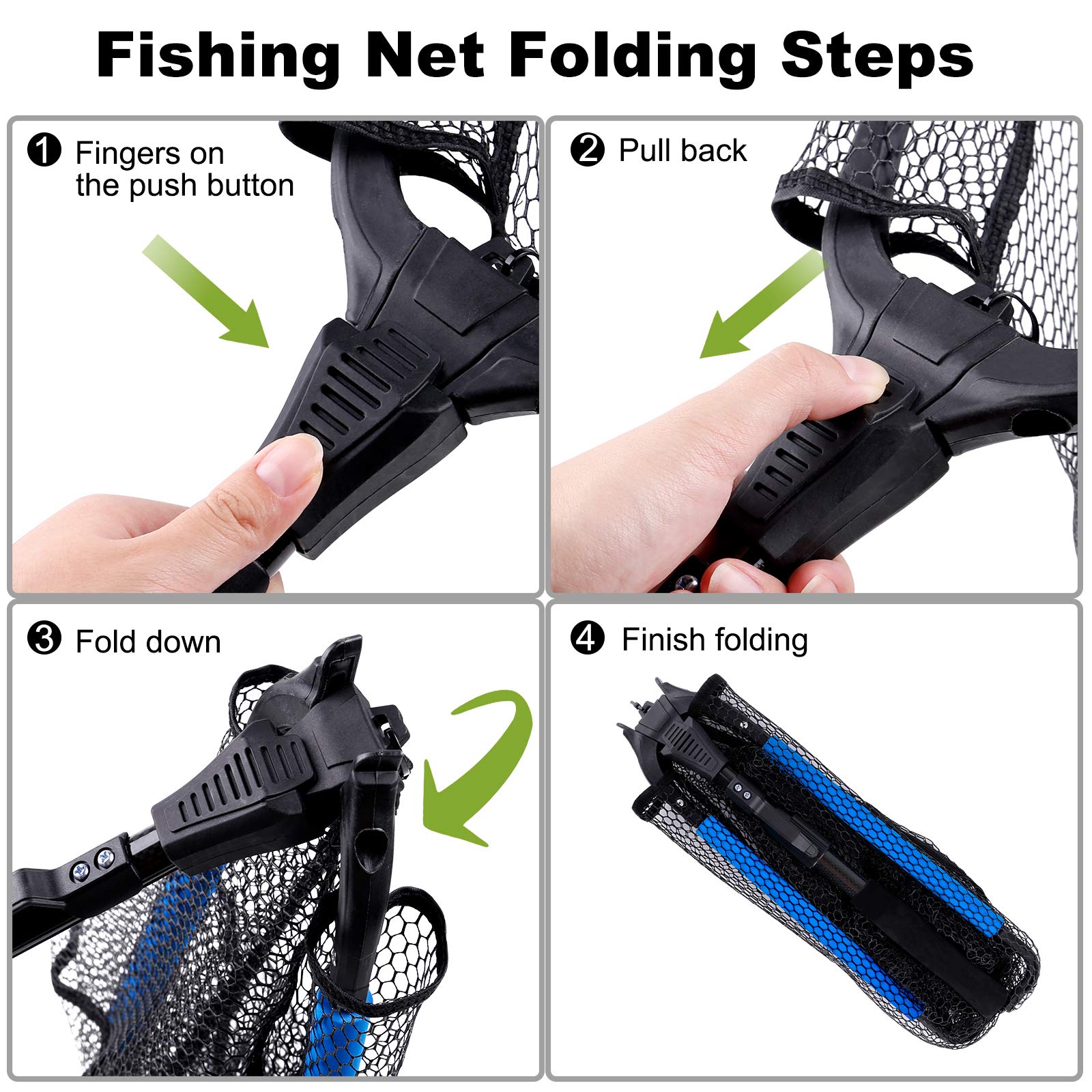 PLUSINNO Floating Fishing Net for Fly, Kayak, Catfish, Bass,Steelhead, Salmon, Trout Fishing, Portable Foldable Collapsible Telescopic Fish Landing Net, Fishing Gifts for Men Dad Grandpa