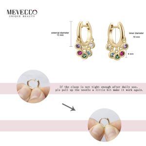 Mevecco Gold Colorful CZ Tassel Huggie Hoop Earrings 18K Gold Plated Dainty Small Multicolor CZ Tassel Dangle Drop Huggy Sleeper Earrings for Women for Her