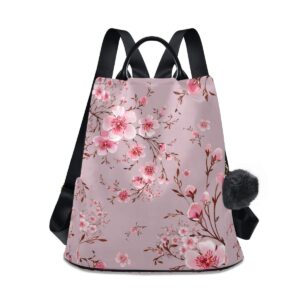 alaza pink floral cherry blossom backpack purse for women anti theft fashion back pack shoulder bag