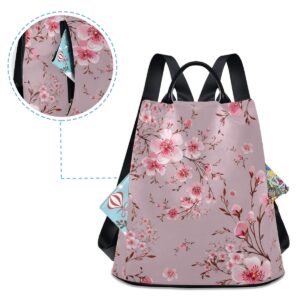 ALAZA Pink Floral Cherry Blossom Backpack Purse for Women Anti Theft Fashion Back Pack Shoulder Bag