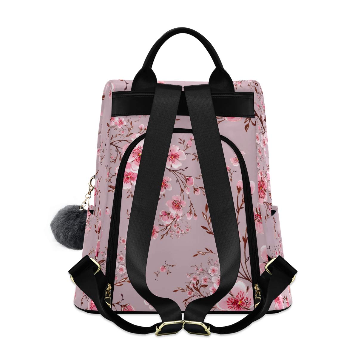 ALAZA Pink Floral Cherry Blossom Backpack Purse for Women Anti Theft Fashion Back Pack Shoulder Bag