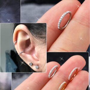 OUFER Nose Rings Hoops, 20G Hoop Nose Ring, 8mm Nosril Piercing Hoop, Stainless Steel Cartilage Tragus Helix Earrings Cartilage Earring 20g Nose Hoop for Women Men