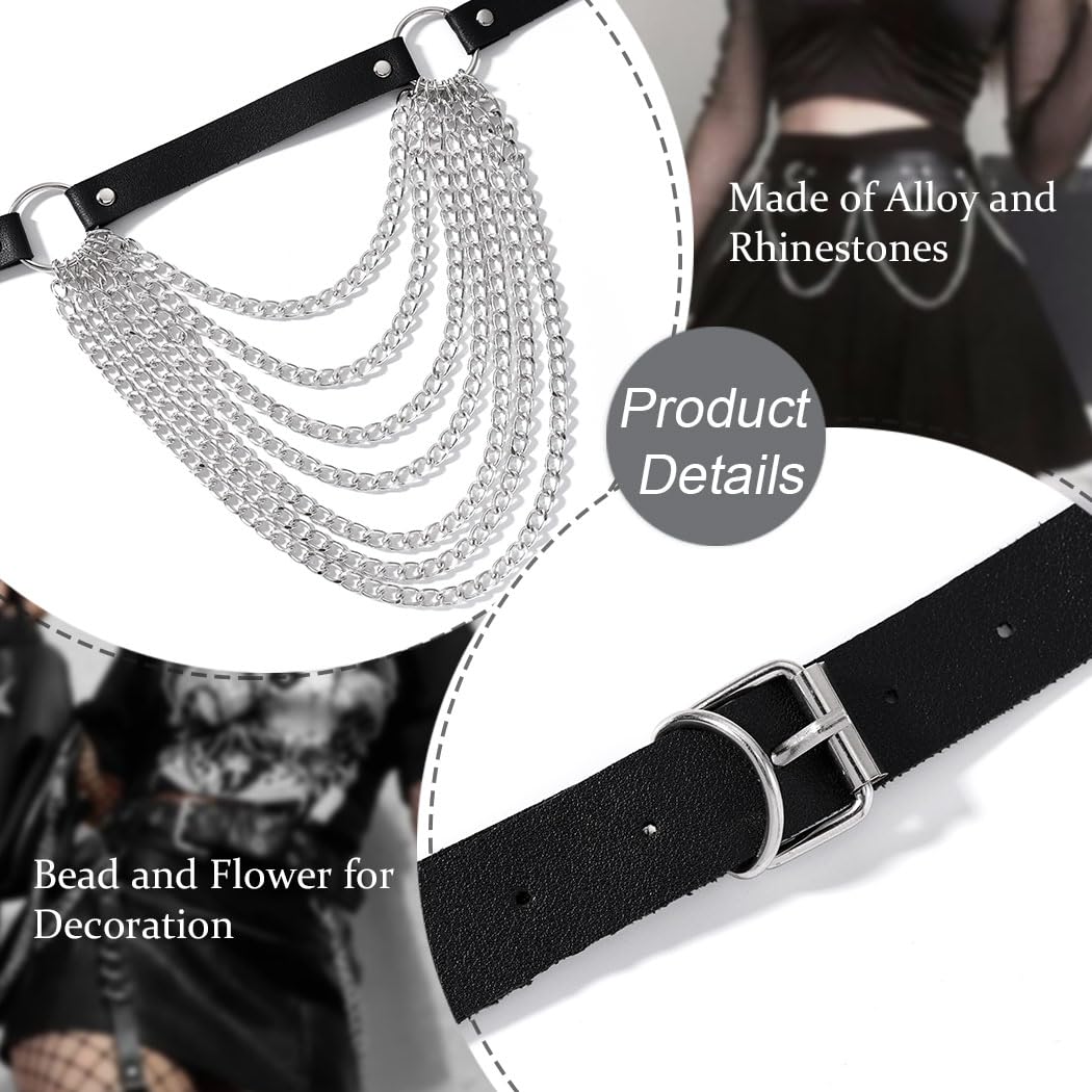 Brishow Punk Waist Chain Belt Leather Layered Belly Body Chains Party Body Jewelry Accessories for Women and Girls