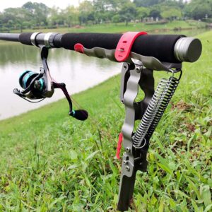 Wensdr 2 Packs Auto Spring Fishing Rod Holder Heavy Duty Stainless Steel Rod Stand 360 Degree Adjustable Fishing Rod Rack Stand