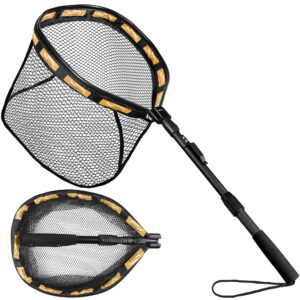 plusinno floating fishing net, rubber coated fish net for easy catch and release, fishing nets freshwater for bass, trout, walleye, kayak, folding landing net for easy to carry and storage