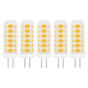 tzhilan g4 led light bulb 120v dimmable, brighter with glass cover, 2.5w bi pin base mini lamp warm white 3000k equivalent 25w halogen bulb replacement pack of 5