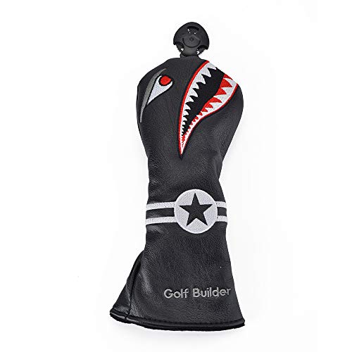 GOOACTION Shark Golf Club Fairway Wood Head Cover with Creative Cartoon Animal Pattern Synthetic Leather Golf Clubs Headcovers (3.4.5.7.X)