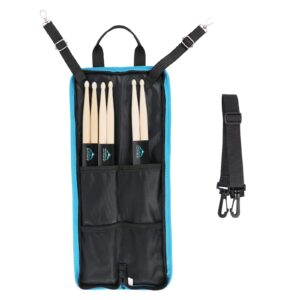 eastrock drum sticks bag with 3 pair drumsticks, drumstick bag drum sticks holder with floor tom hook, carrying strap (black)