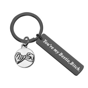 wsnang best friend keychain besties gift you are my bestie bitch keychain friendship jewelry bff birthday gift sister gift (black)