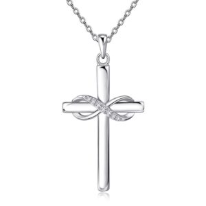 amoraime 925 sterling silver cross necklace for women infinity necklace cross jewelry for festival, vacation or holiday