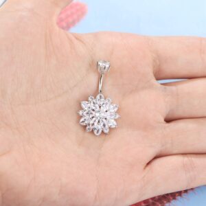 Sllaiss 14G Sterling Silver Flower Belly Button Rings Navel Rings For Women Navel Piercing Jewelry Belly Piercing Cubic Zirconia Belly Rings For Women