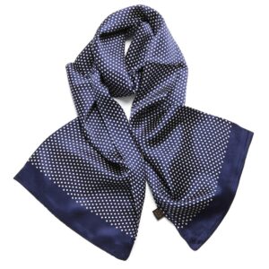 xuyuzuau men's 100 silk scarf double layers fashion neckerchief formal casual (dot small circle blue)