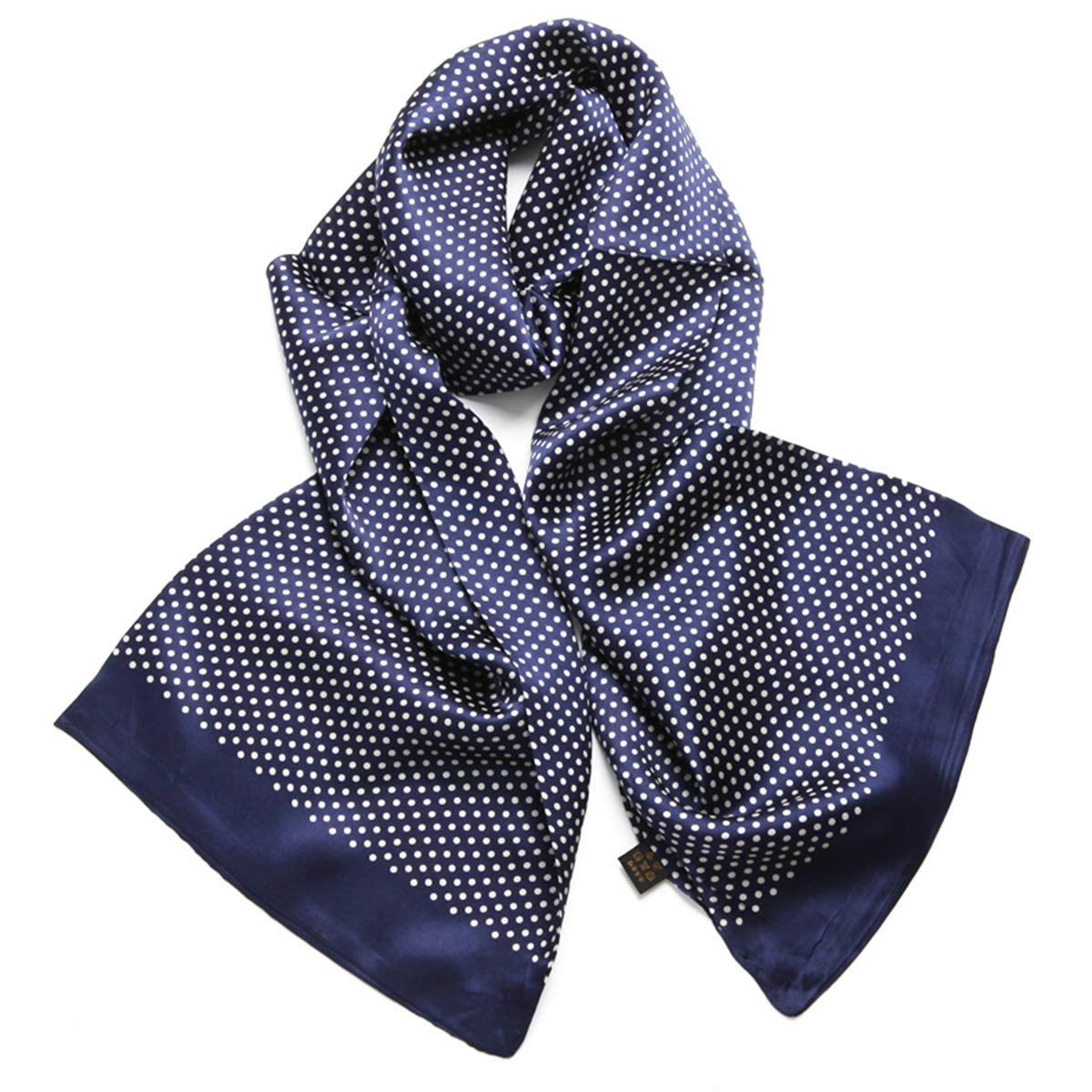 XUYUZUAU Men's 100 Silk Scarf Double Layers Fashion Neckerchief Formal Casual (Dot Small Circle Blue)