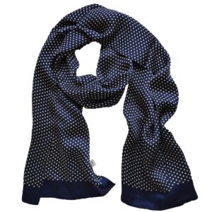 XUYUZUAU Men's 100 Silk Scarf Double Layers Fashion Neckerchief Formal Casual (Dot Small Circle Blue)