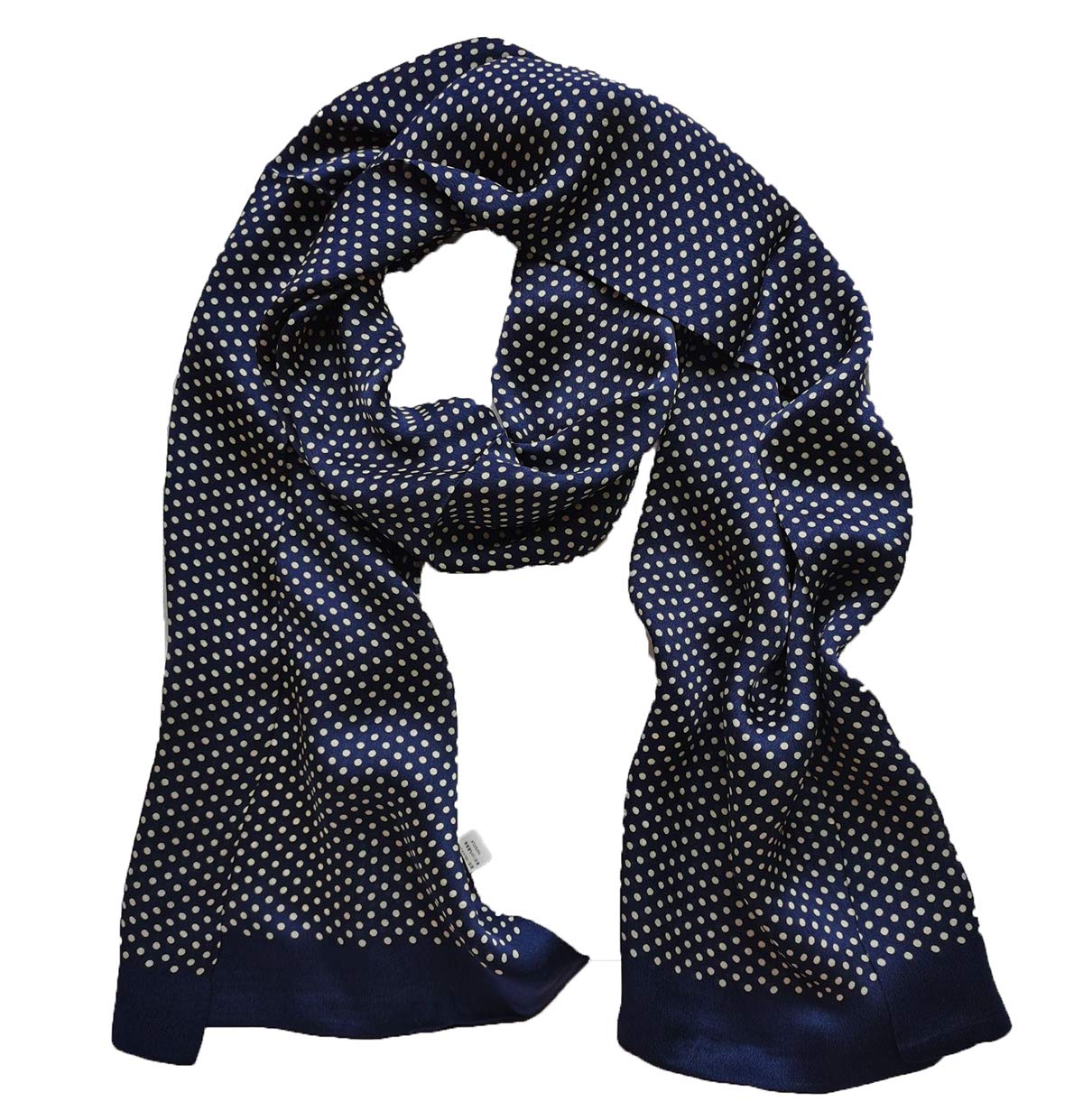 XUYUZUAU Men's 100 Silk Scarf Double Layers Fashion Neckerchief Formal Casual (Dot Small Circle Blue)