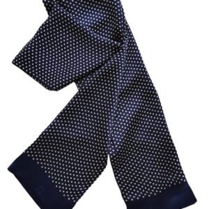 XUYUZUAU Men's 100 Silk Scarf Double Layers Fashion Neckerchief Formal Casual (Dot Small Circle Blue)