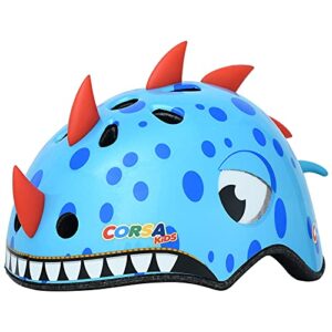 kids bike helmet,lovely blue dinosaur kids helmet ages 2-4 years old boys girls sports helmet for balance car, trikes, scooters, bike and other outdoor sports