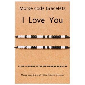 desimtion valentines day gifts for him boyfriend, couples bracelets gift ideas for her girlfriend i love you morse code bracelet matching bracelets for bf and gf husband