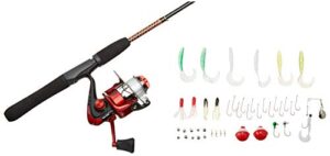 ugly stik 5’ complete spinning kit fishing rod and reel spinning combo, ugly tech construction with clear tip design, 5’ 2-piece rod, red