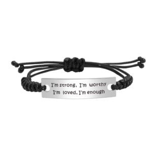 abnty valentines gifts for women, i am enough bracelet, i am strong i am worthy i am loved, inspirational faith strong gifts birthday gifts