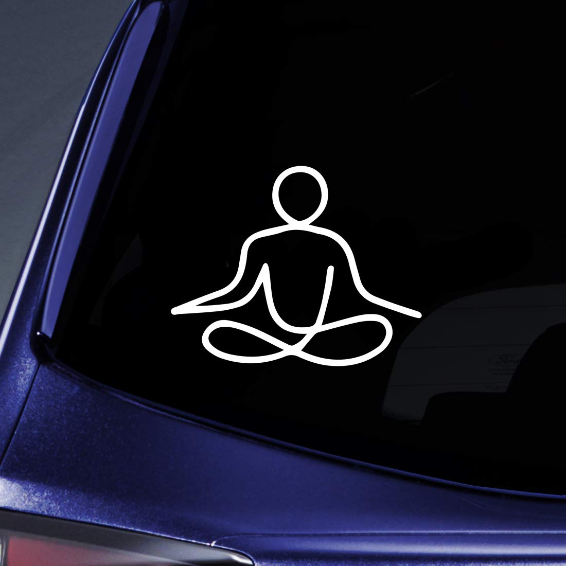 Bargain Max Decals Yoga Pose Outline Sticker Decal Notebook Car Laptop 5.5" (White)