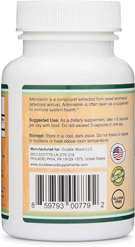 Artemisinin (Sweet Wormwood Cleanse)(Artemisia Annua) 200mg Per Serving, 120 Capsules (Two Month Supply) Vegan Safe, Non-GMO, Gluten Free (Immune Support) by Double Wood