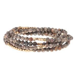 scout curated wears - women's stone wrap bracelet & necklace - rhyolite/gold - stone of joy