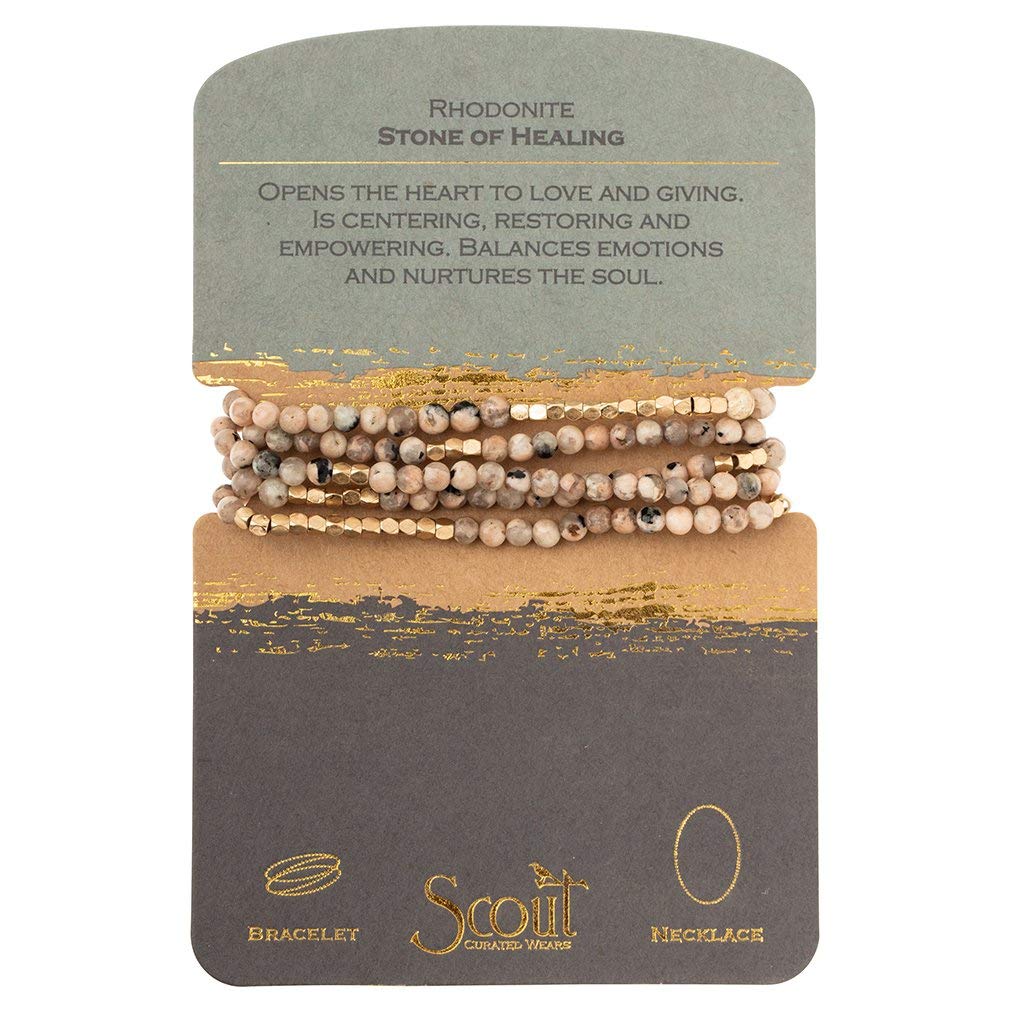 Scout Curated Wears - Women's Stone Wrap Bracelet & Necklace - Rhodonite - Stone of Healing