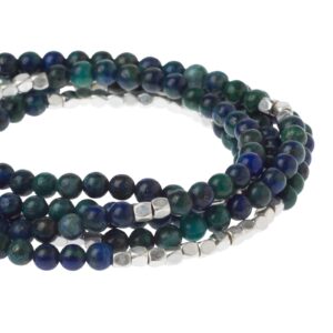 Scout Curated Wears - Women's Stone Wrap Bracelet & Necklace - Azurite/Silver - Stone of Heaven