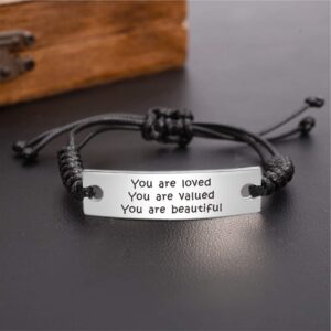 ABNTY Inspirational Gifts for Women Bracelet, You Are Love You Are Valued You Are Beautiful, Inspirational Bracelet